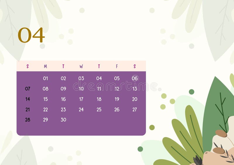 April 2024 Calendar Aesthetic Green 2024 Printable Wall Calendar Stock ...