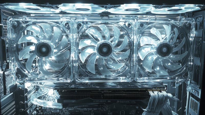 Aesthetic Home Office Setup with Dynamic Cooling Fans in Transparent Pc ...