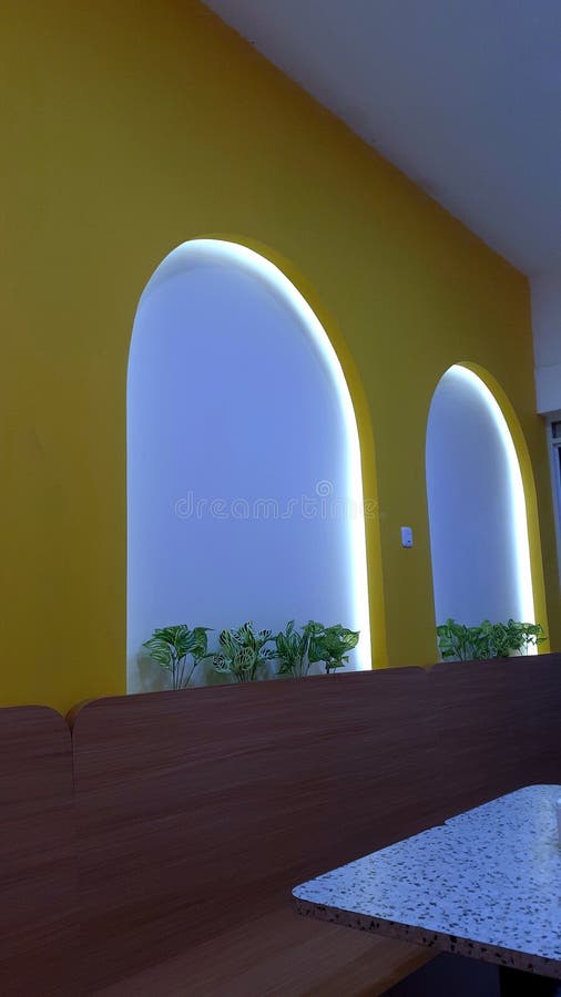 Aesthetic Interior in the Cafe at Night Stock Image - Image of blue ...