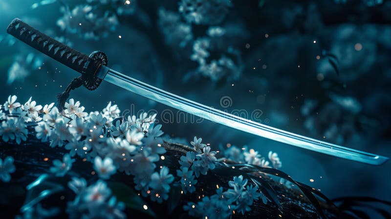 Aesthetic Katana Design Poster Stock Illustration - Illustration of ...