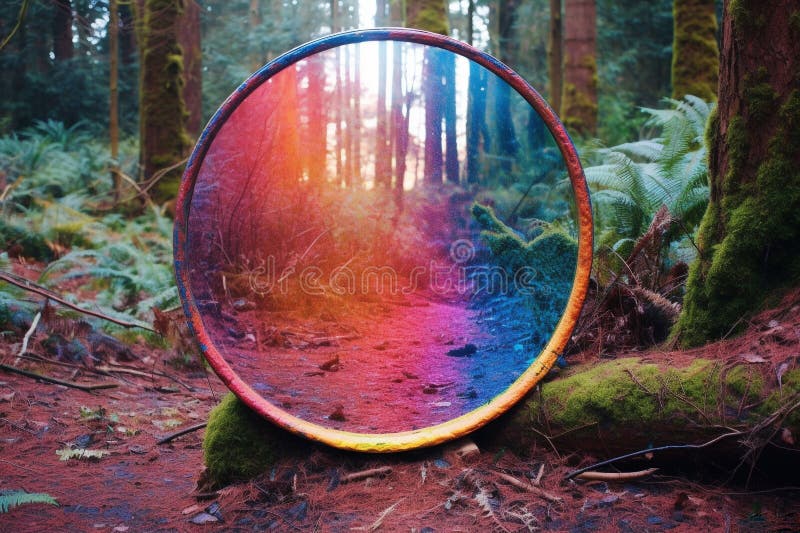 Aesthetic Landscape with a Psychedelic Mirror in the Middle. Generative ...