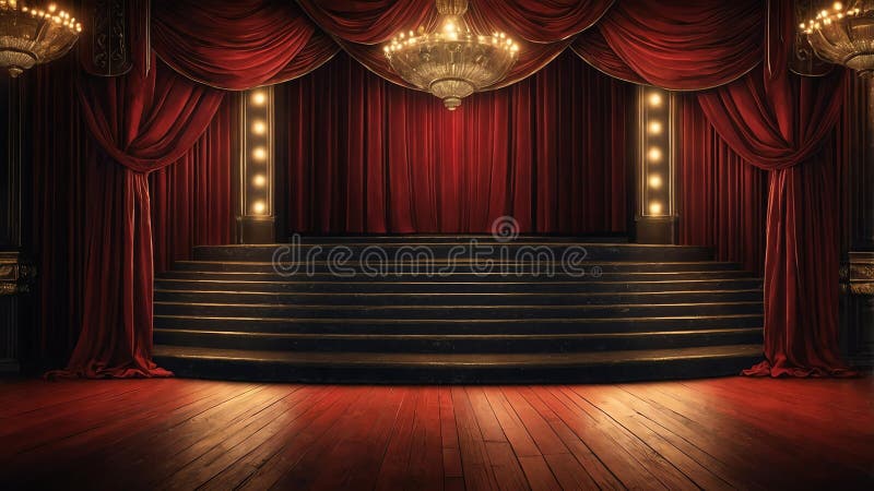 Aesthetic Large Theater Red Curtain Stage Ai Generated Stock ...