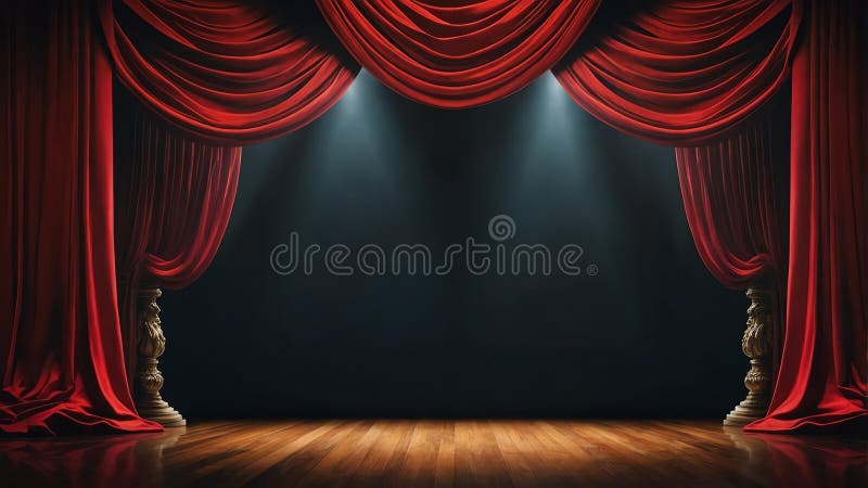 Aesthetic Large Theater Red Curtain Stage Ai Generated Stock ...