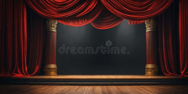 Aesthetic Large Theater Red Curtain Stage Ai Generated Stock ...
