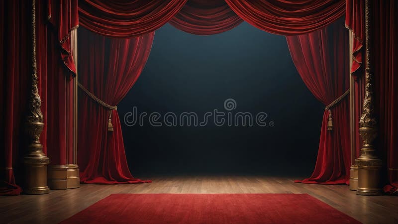 Aesthetic Large Theater Red Curtain Stage Ai Generated Stock ...