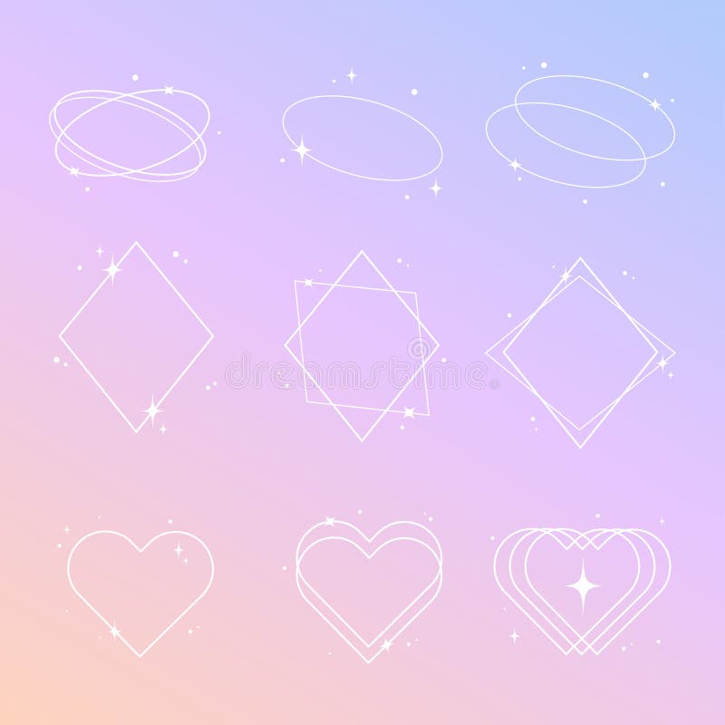 Aesthetic Linear Frame Element, Y2k Element, White Frame Stock Vector ...