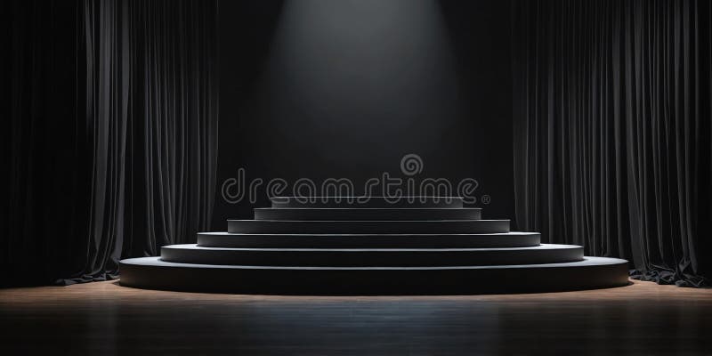 Aesthetic Luxurious Black Draped Empty Stage with Spot Ai Generated ...