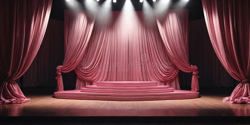 Aesthetic Luxurious Pink Draped Empty Stage with Spotl Ai Generated ...