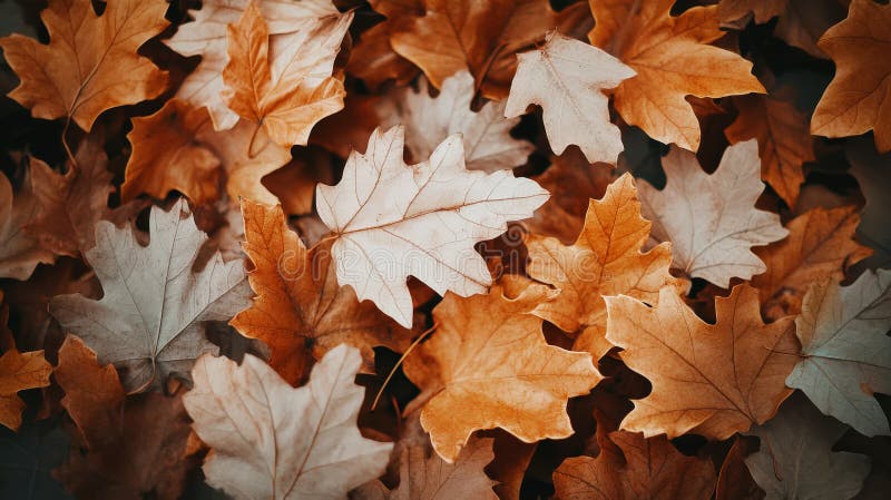 Aesthetic Maple Leaves, Top View, Autumn Mood Template. Generative AI ...