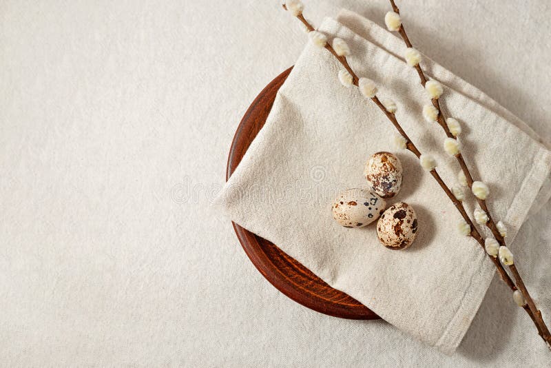 Aesthetic Minimalist Easter Design Template with Quail Eggs, Willow ...