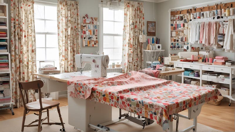 Aesthetic Modern Craft Room Dedicated To Sewing with a Sewing Machine ...