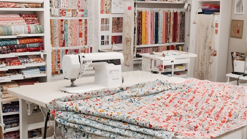 Aesthetic Modern Craft Room Dedicated To Sewing with a Sewing Machine ...