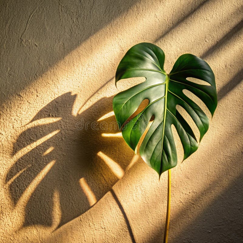 Aesthetic Monstera Shadow on the Wall Stock Illustration - Illustration ...