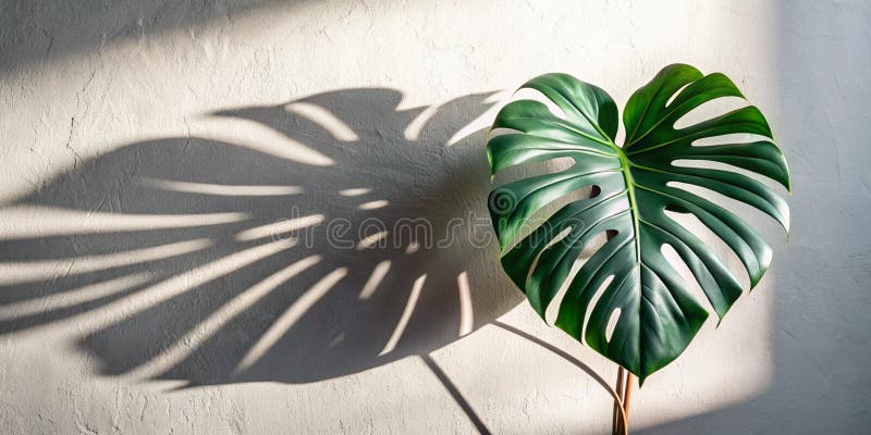 Aesthetic Monstera Shadow on the Wall Stock Illustration - Illustration ...