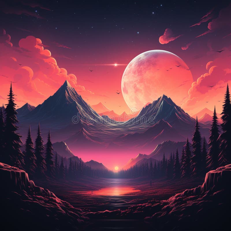 Aesthetic Mountain Synthwave Retrowave Wallpaper Stock Illustration ... Aesthetic Mountain Synthwave Retrowave Wallpaper Stock Illustration ...