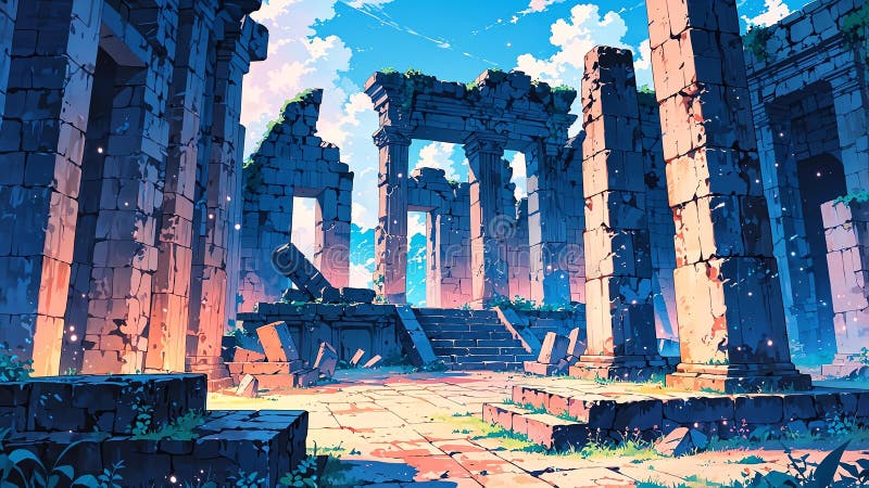 Aesthetic Neon Lit Ancient Ruins the Design Ai Generated Stock ...