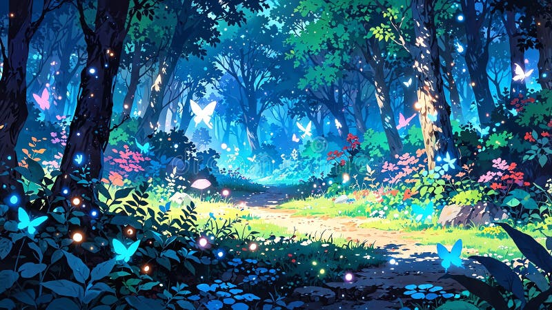 Aesthetic Neon Lit Enchanted Forest the Desi Ai Generated Stock ...