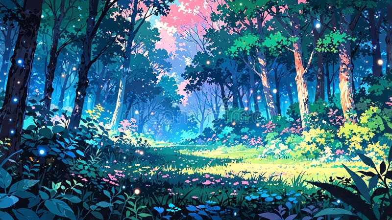 Aesthetic Neon Lit Forest the Design Should Ai Generated Stock ...