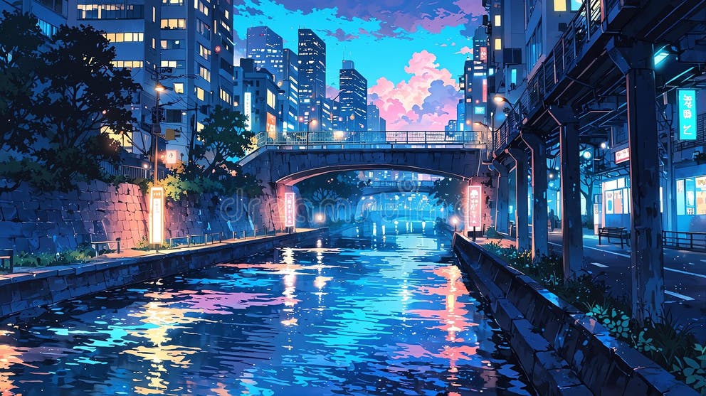 Aesthetic Neon Lit River the Design Should S Ai Generated Stock ...