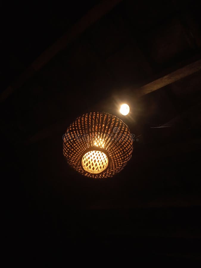 Hanging Lamp at the Night in the Caffe Stock Photo - Image of night ...