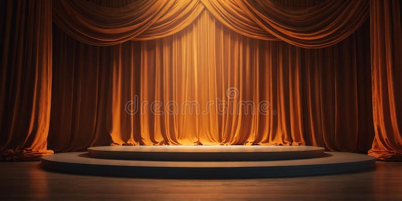 Aesthetic Orange Draped Stage with Spotlight Backgroun Ai Generated ...