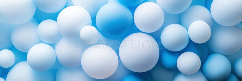 Aesthetic Pastel Background of Soft Floating Spheres. Blue and White ...