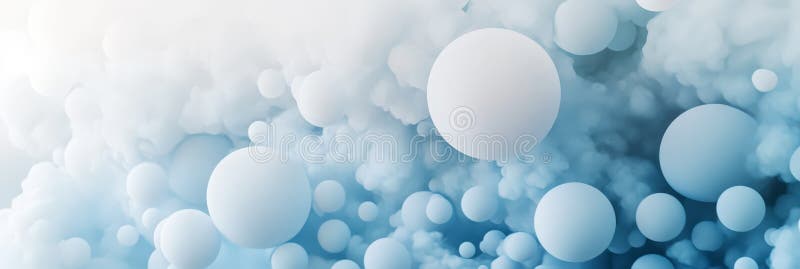 Aesthetic Pastel Background of Soft Floating Spheres. Blue and White ...