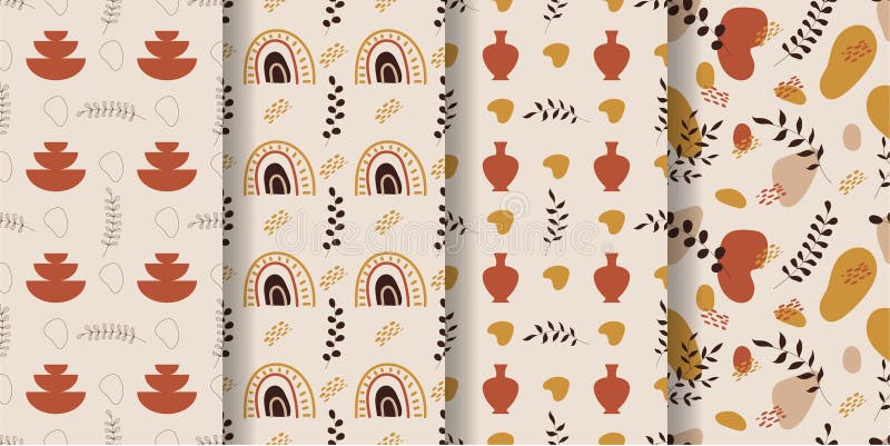 Aesthetic Patterns. Boho Patterns. Set of Seamless Patterns in Boho and ...
