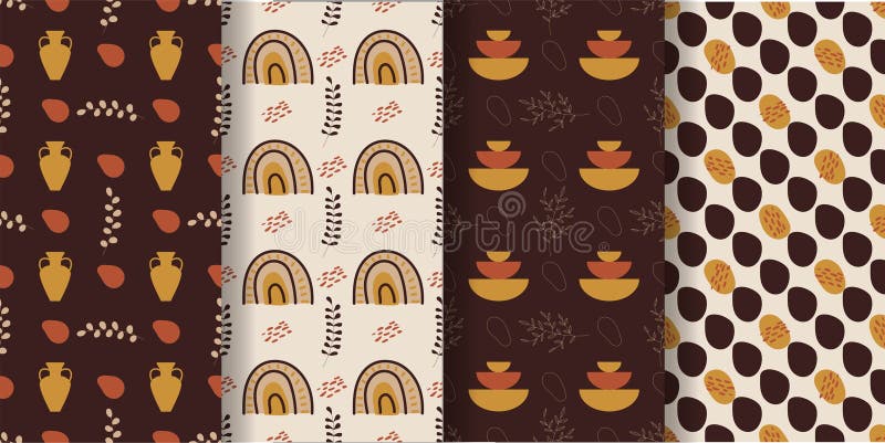 Aesthetic Patterns. Boho Patterns. Set of Seamless Patterns in Boho and ...