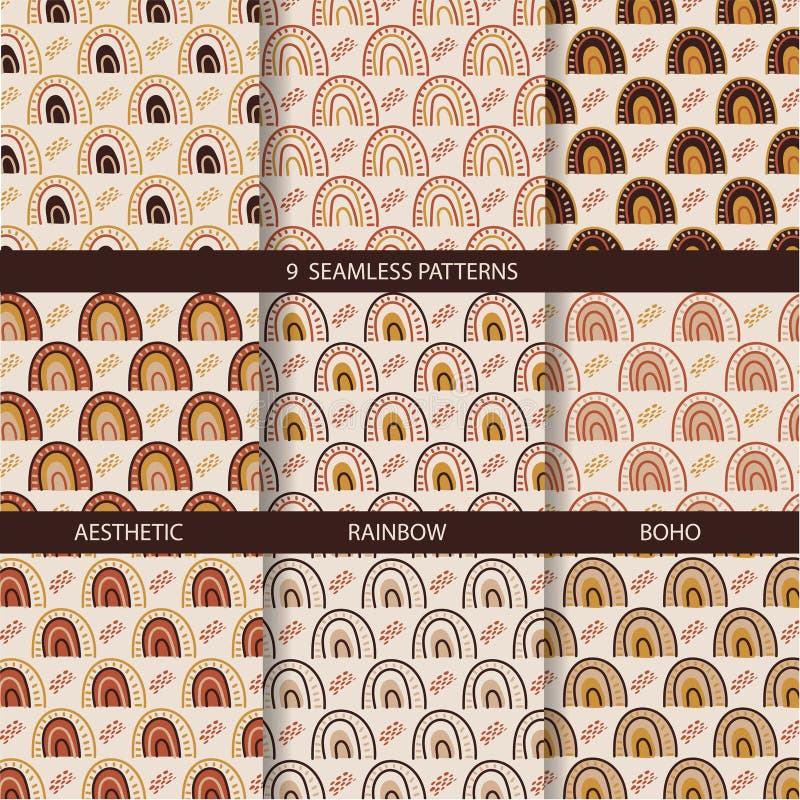Aesthetic Patterns. Boho Patterns. Set of Seamless Pattern with ...