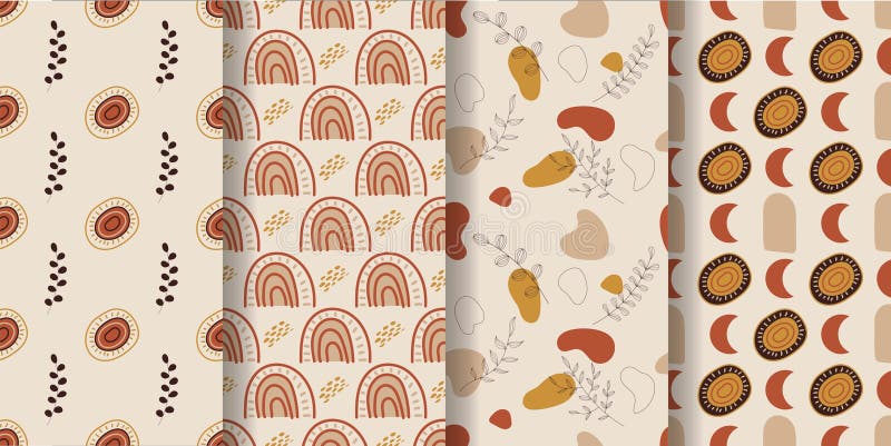 Aesthetic Patterns. Boho Patterns. Set of Seamless Patterns. Stock ...