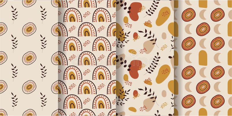 Aesthetic Patterns. Boho Patterns. Set of Seamless Patterns in Boho and ...