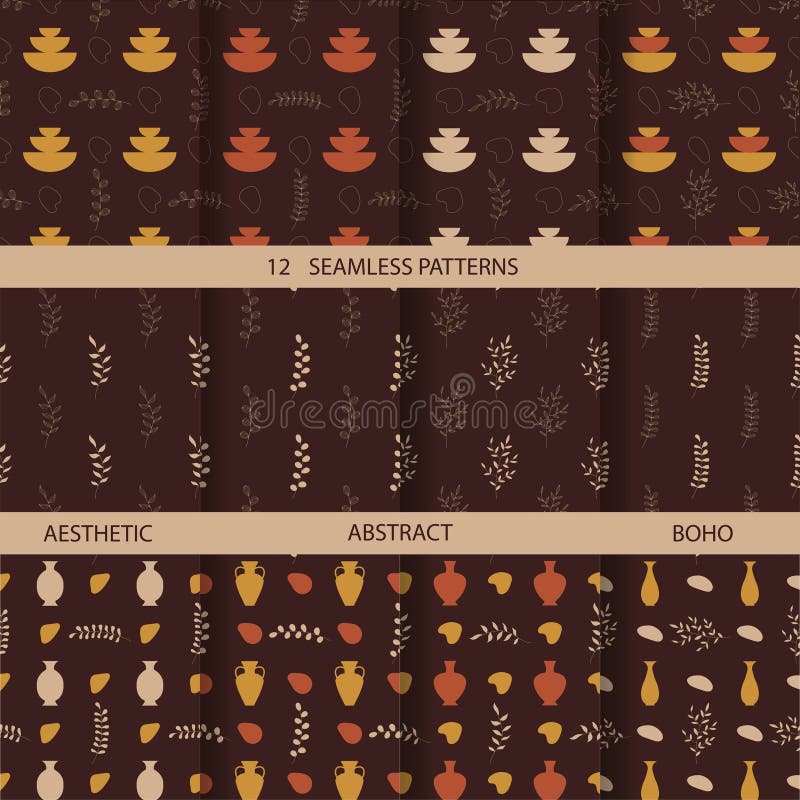 Aesthetic Patterns. Boho Patterns Stock Vector - Illustration of leaves ...