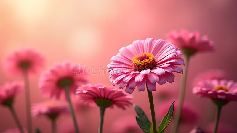 Aesthetic Pink Flowers in Bloom, Soft Background Stock Illustration ...