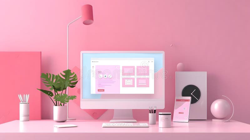 Aesthetic Pink Workspace Setup, Designing a Serene and Productive ...