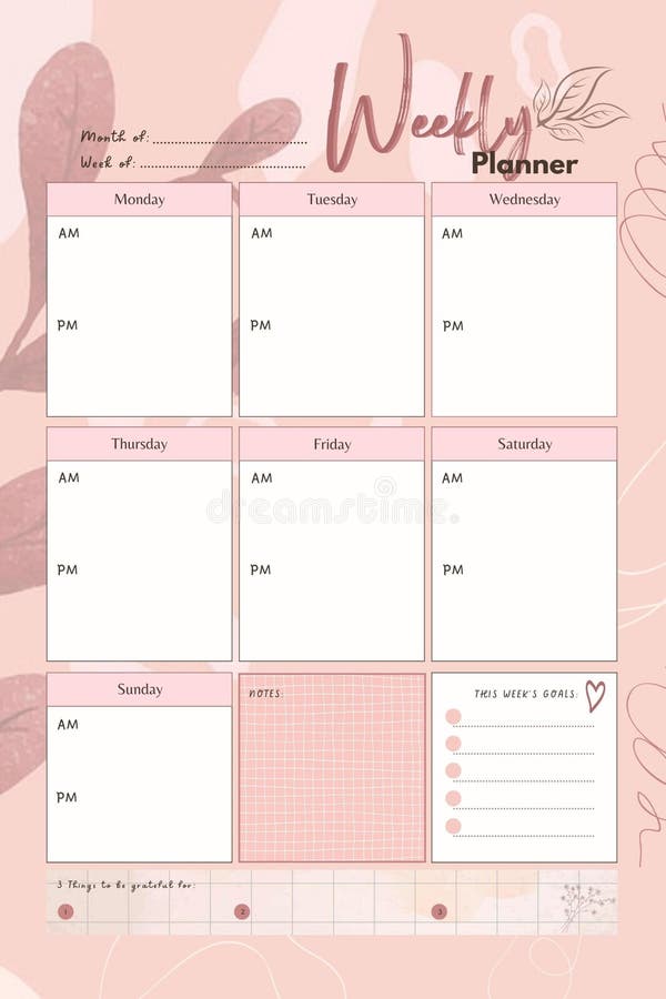 Aesthetic Planner Digital Printable Blank Template Insert Stock ...