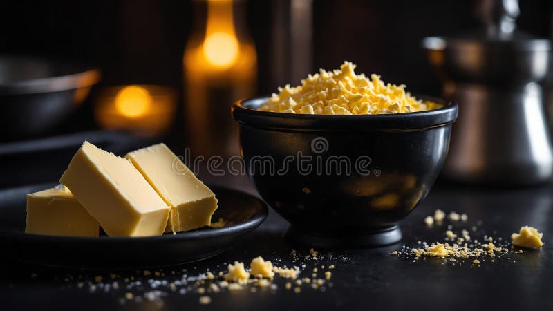 Aesthetic Preparation of Butter on a Black Th Ai Generated Stock ...