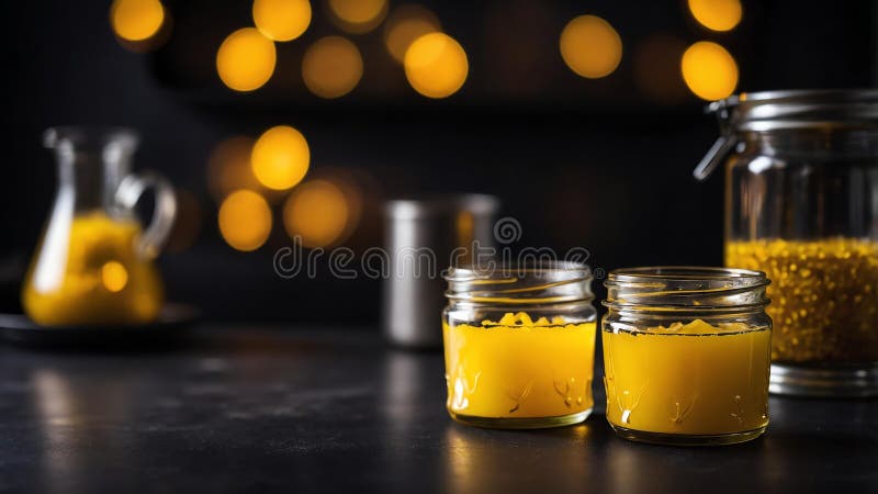 Aesthetic Preparation of Ghee on a Black Them Ai Generated Stock ...