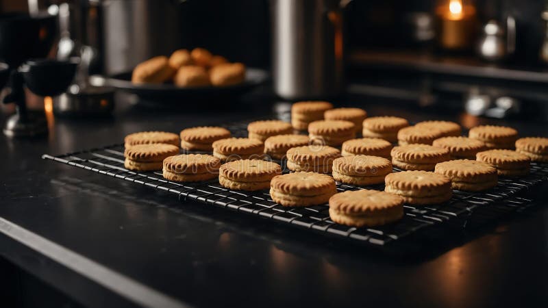 Aesthetic Preparation of Savory Biscuits on a Ai Generated Stock ...