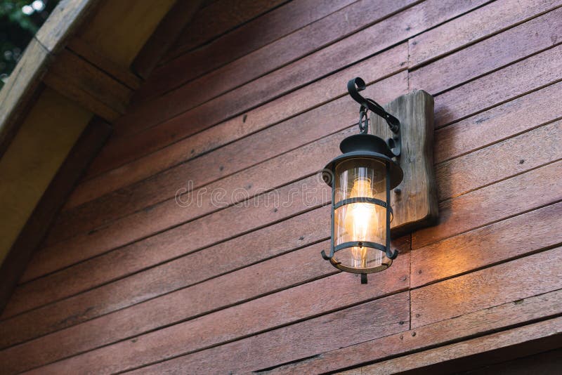 Aesthetic Rustic Wall Lamp on Facade of a House Stock Photo - Image of ...