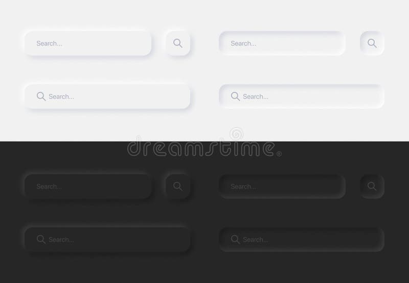 Aesthetic Search Bars in White and Black Variations UI Neumorphic ...