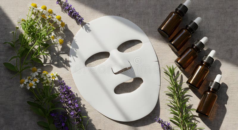 Herbal Face Mask & Essential Oils Stock Photo - Image of bright ...