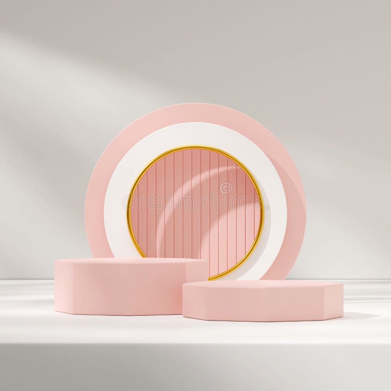 Aesthetic Shot of Pink Geometric Objects on a Marble Surface on Light ...