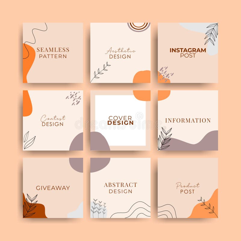 Aesthetic Social Media Post Vector Set Template Stock Vector ...