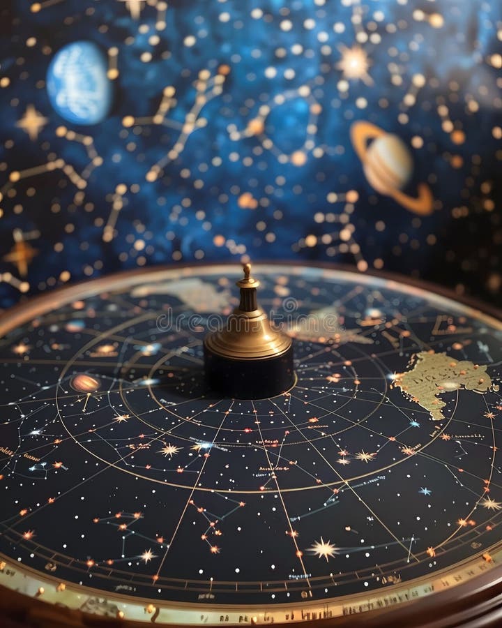 Aesthetic Star Chart Highlighting Constellations and Planets Eye-level ...