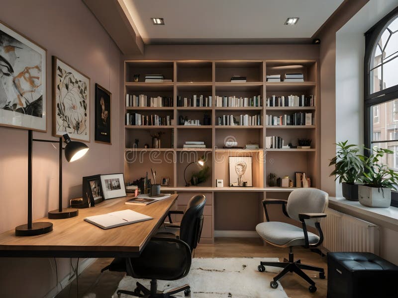 Aesthetic study room stock illustration. Illustration of contemporary ...