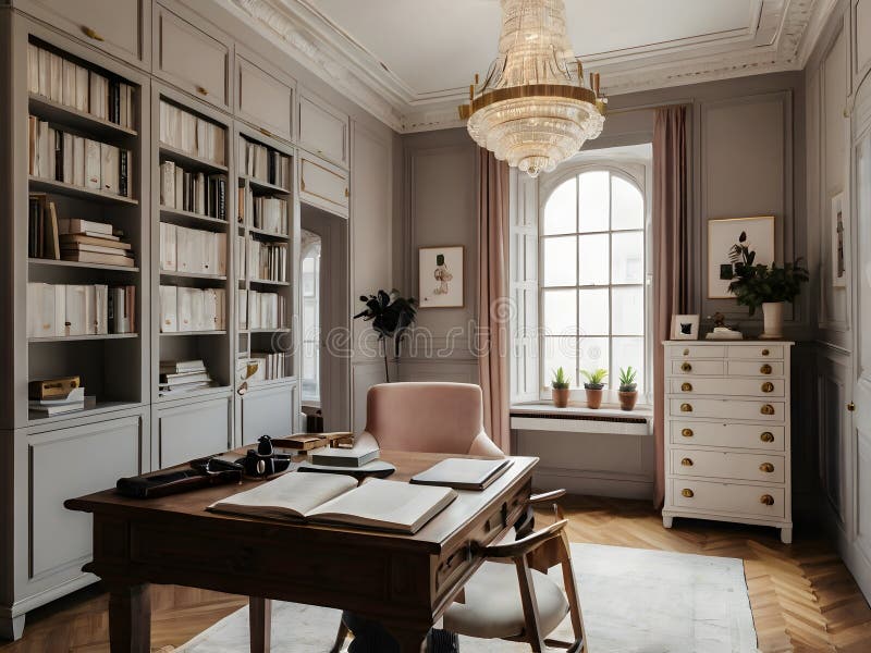 Aesthetic study room stock illustration. Illustration of decor - 373135027