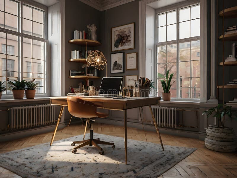 Aesthetic study room stock illustration. Illustration of contemporary ...