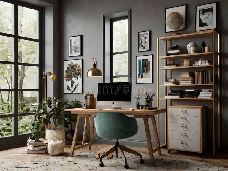 Aesthetic study room stock illustration. Illustration of architecture ...