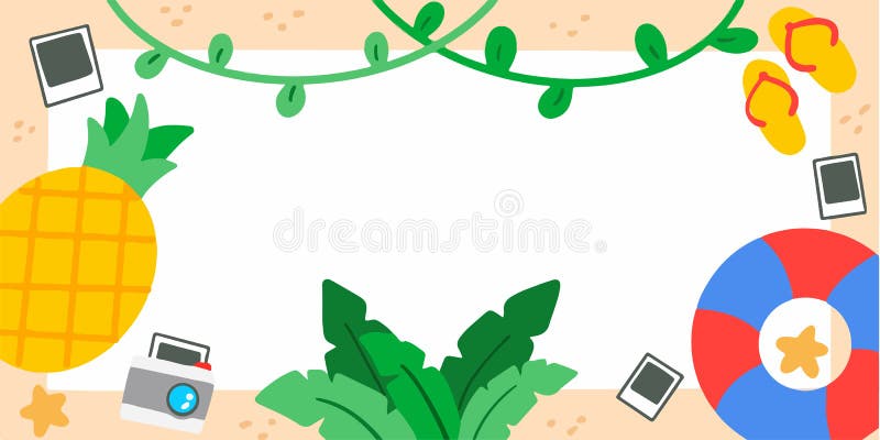 Aesthetic Summer Theme Frame Doodle Illustration Stock Vector ...